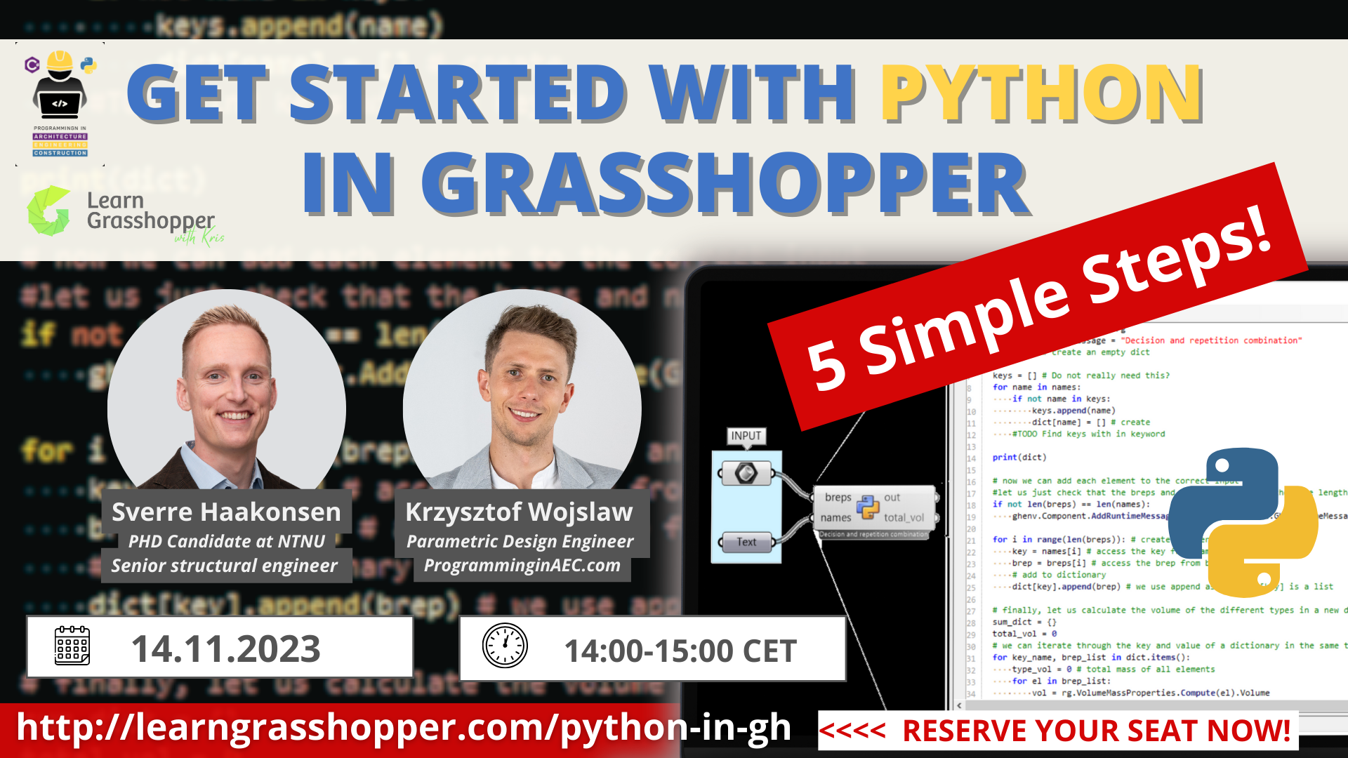 Webinar - Python in 6 steps - Learn Grasshopper