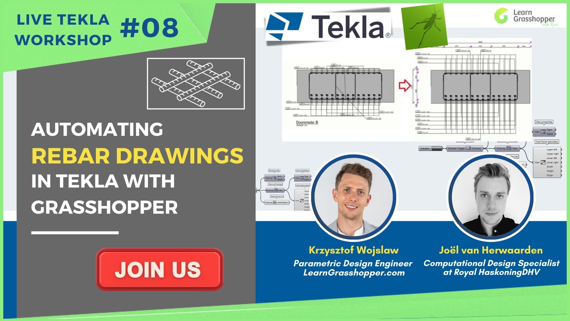 WORKSHOP #34 - Automating Rebar Drawings in Tekla with Grasshopper - Learn Grasshopper