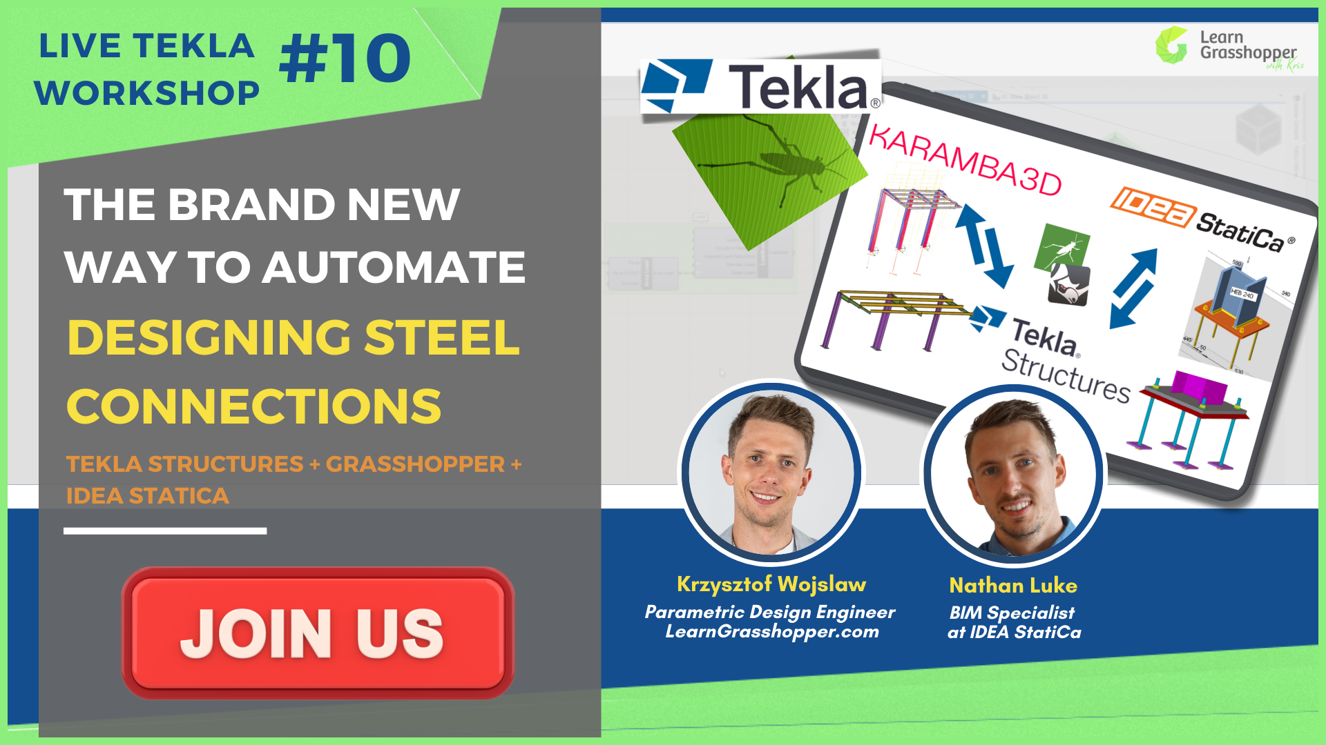WORKSHOP #37 - Tekla Steel Connections #10 - Learn Grasshopper